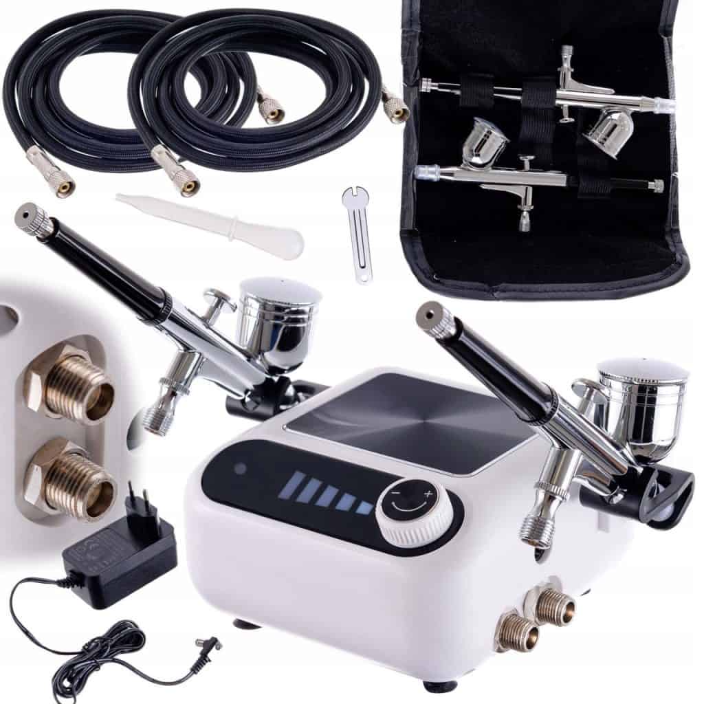 Set Kompresor i 2 kom Airbrush White Za Crtanje Farbanje AutoStop » Air ...